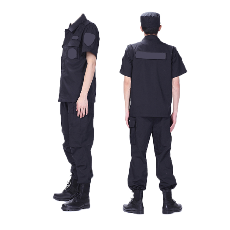 Black unmarked comfortable security uniform