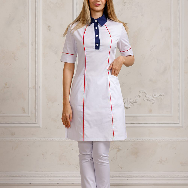 Blue waitress slim hotel uniform