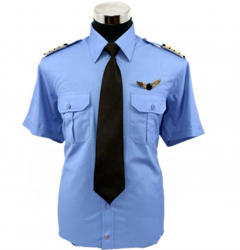Classic blue handsome airline pilot uniform