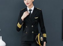 Classic blue handsome airline pilot uniform