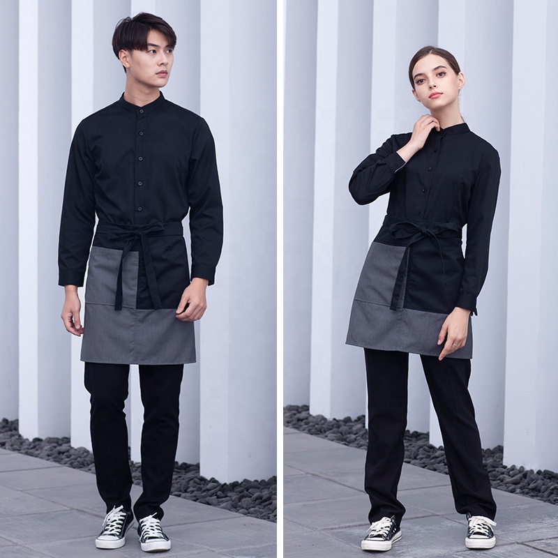 Dark blue slim-fitting restaurant uniform