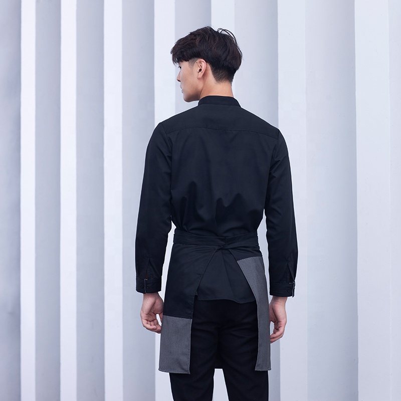 Dark blue slim-fitting restaurant uniform