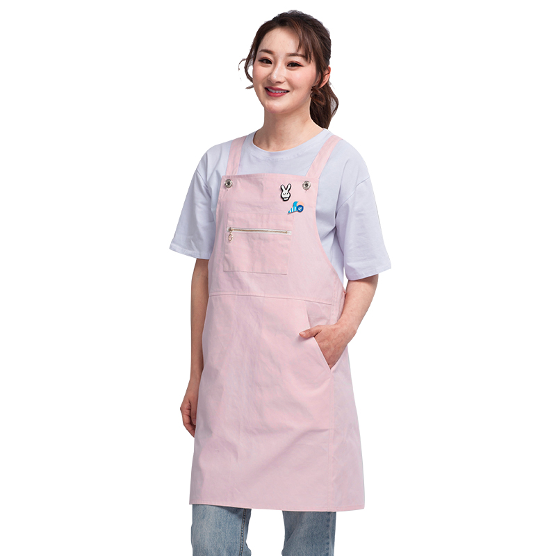 Pink cute girl restaurant uniform