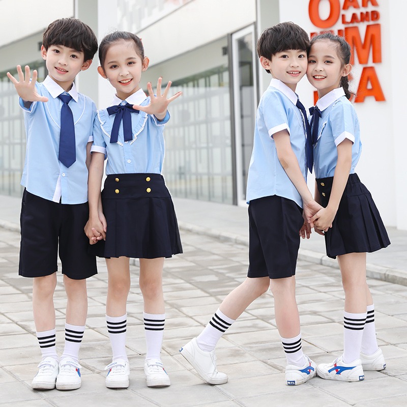 Summer blue boys and girls school uniforms