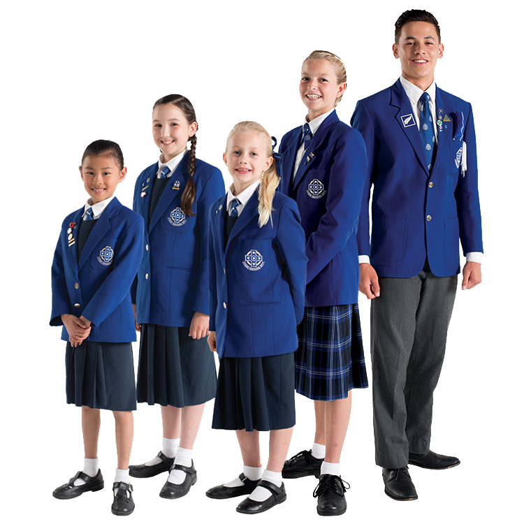 Various styles of European school uniforms