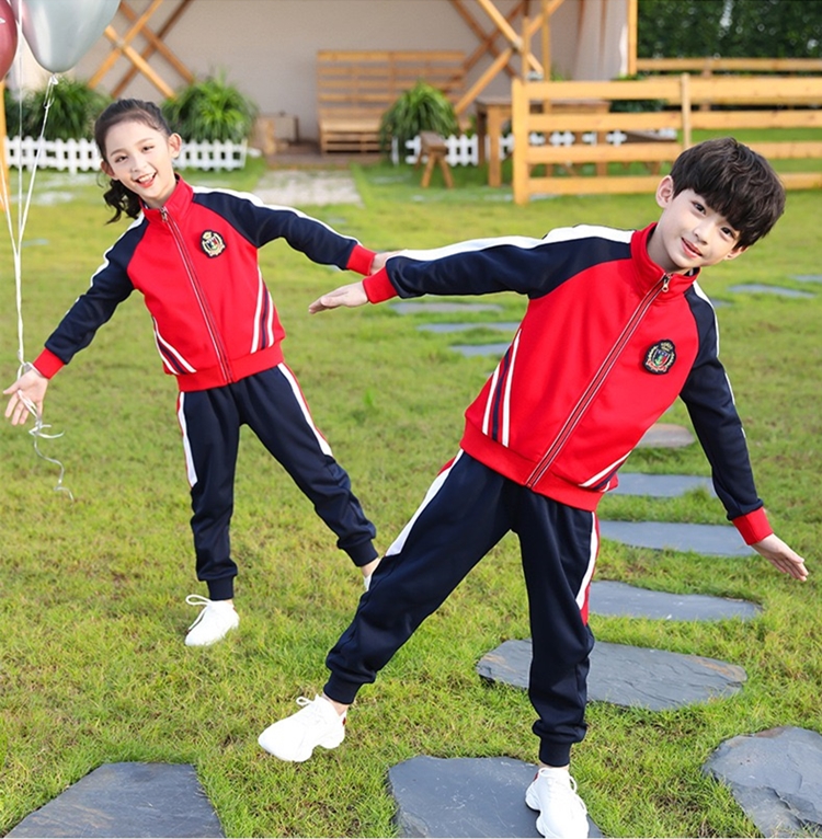 Winter red long-sleeved school uniform