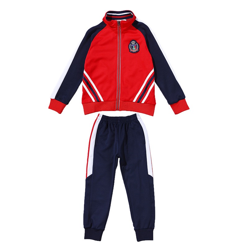 Winter red long-sleeved school uniform
